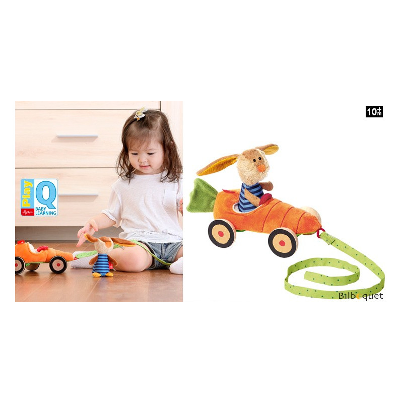 Voiture carotte avec lapin - Jouet à tirer PlayQ