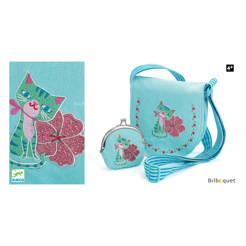 Sac porte-monnaie brodés chaton