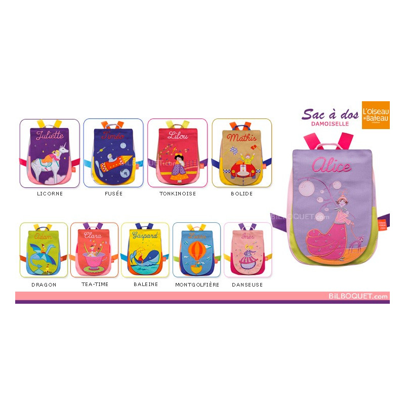 Sac à dos avec prénom brodé - Damoiselle